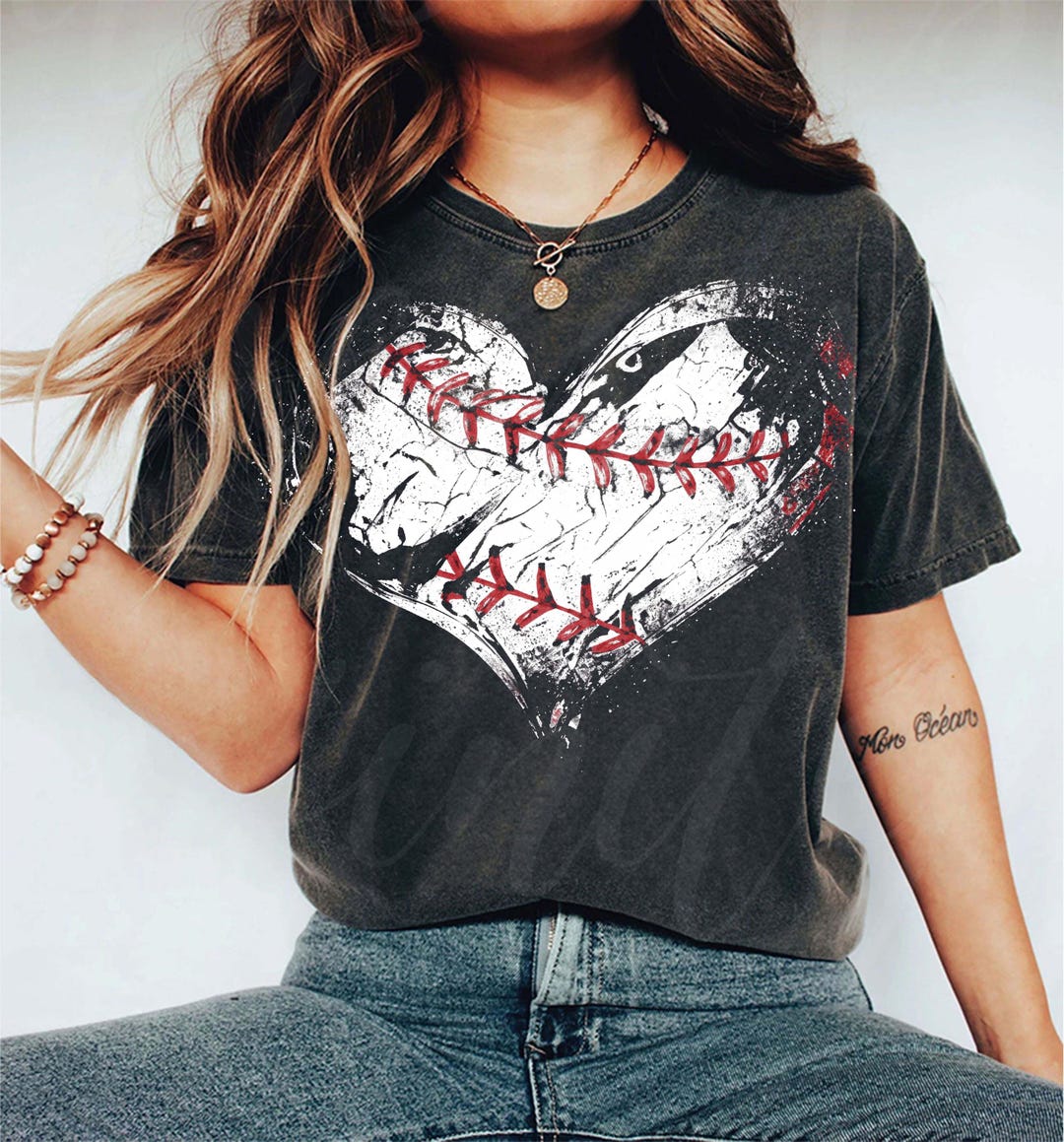 Baseball Heart PNG, Distressed Baseball Stitch Heart Sublimation ...