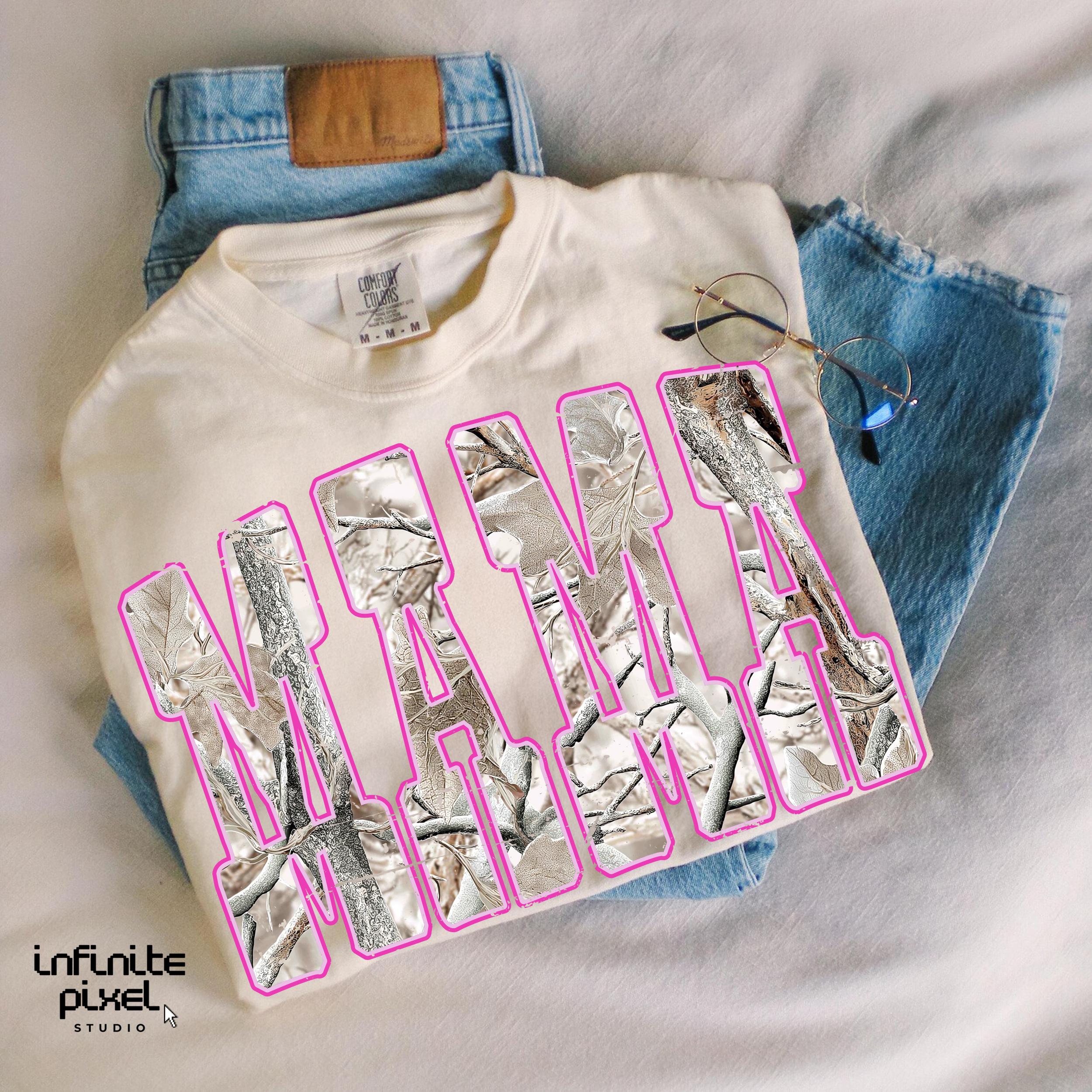 Mama PNG, Camo Print Sublimation Design, Rustic Pink Outline Mama ...