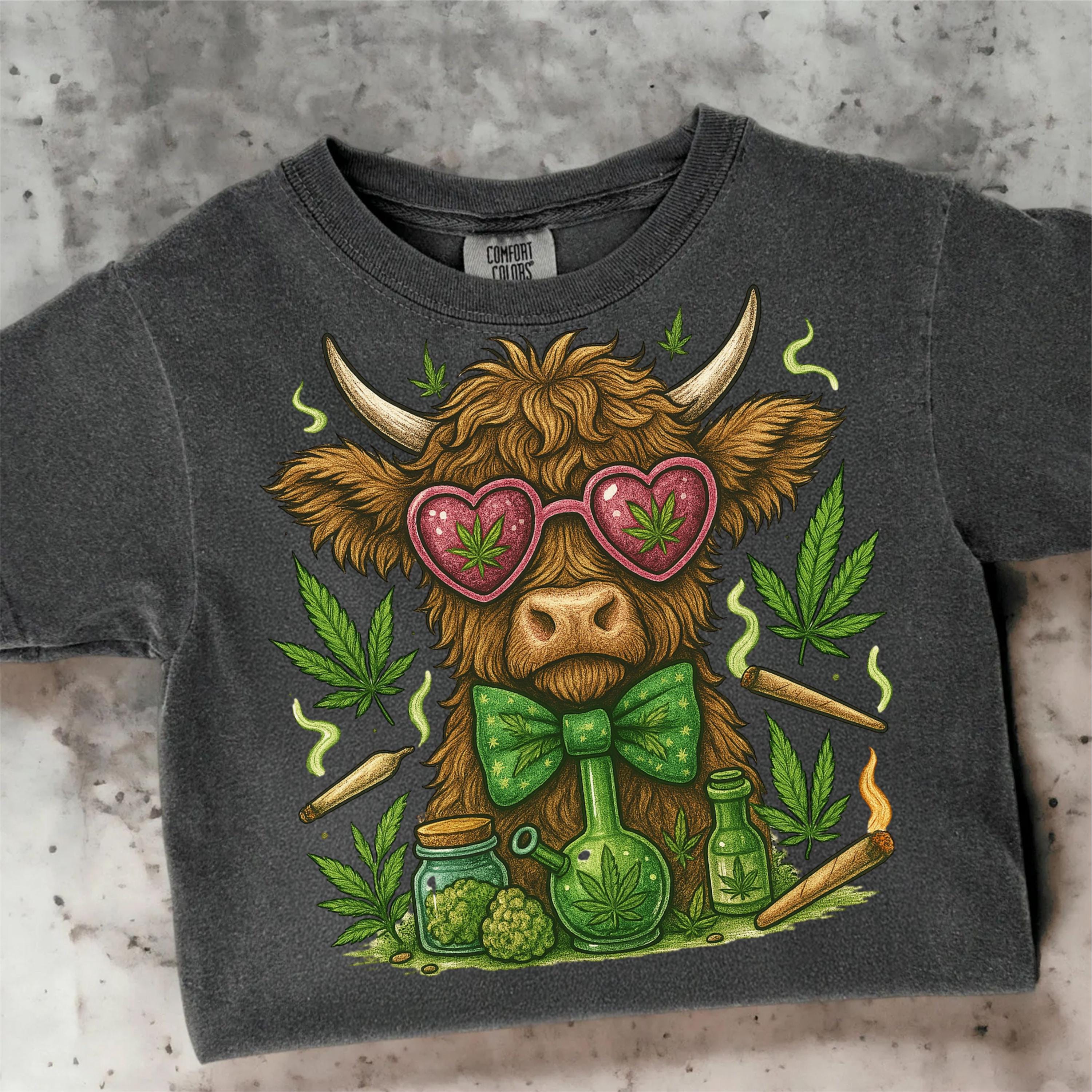 420 Highland Cow PNG, Weed Smoking Cow Png, Funny Highland Cow 420 Png ...