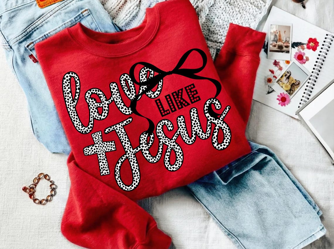 Love Like Jesus PNG, Polka Dot Christian Quote With Bow, Faith ...