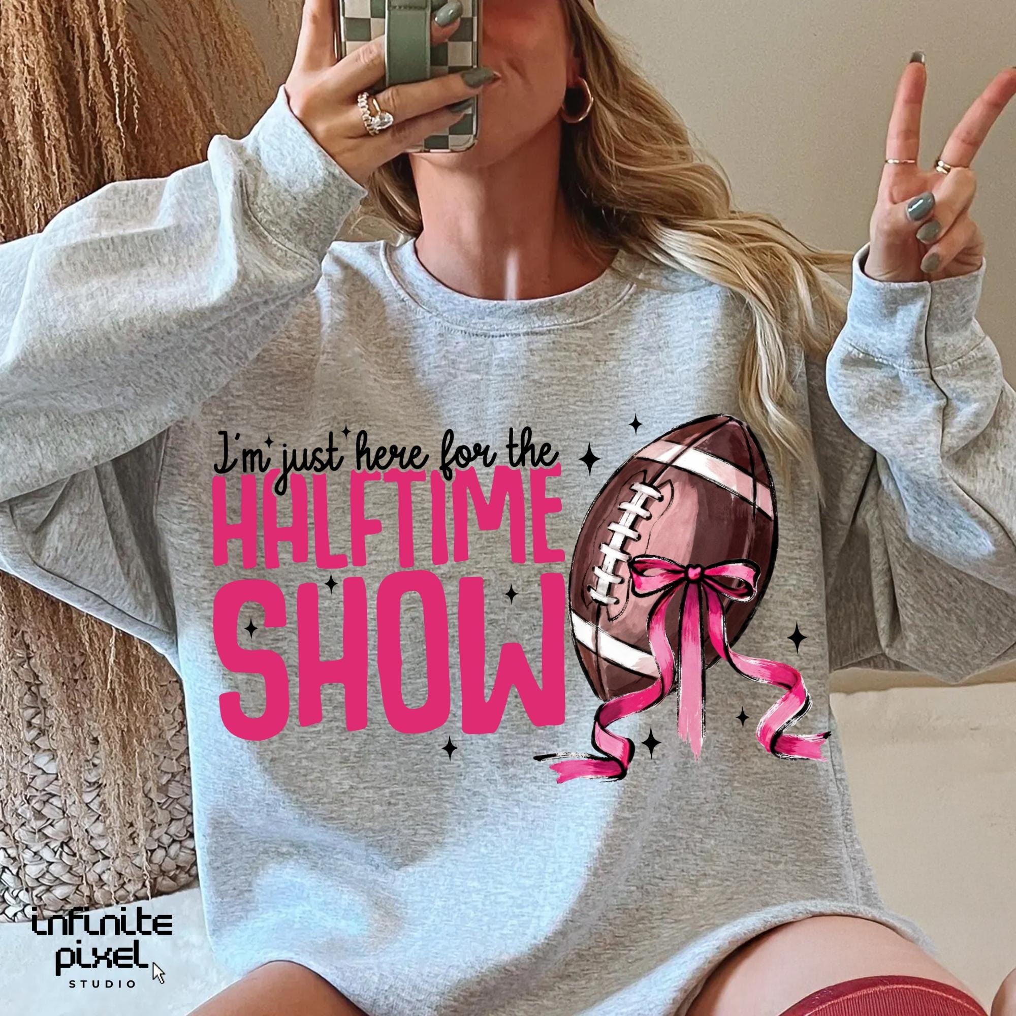 Halftime Show PNG, Pink Bow Football Sublimation, Cute Game Day Design ...