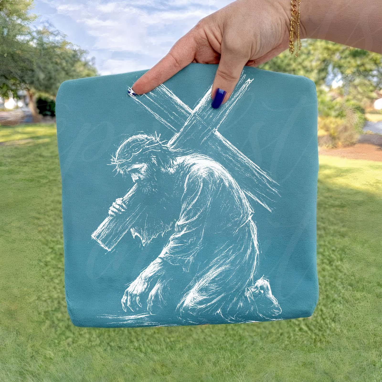 Jesus Carrying Cross Sketch PNG, Christian Faith Charcoal Art, Vintage ...