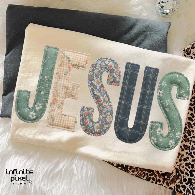 Jesus Patchwork PNG, Christian Applique Text Design, Religious Faith ...