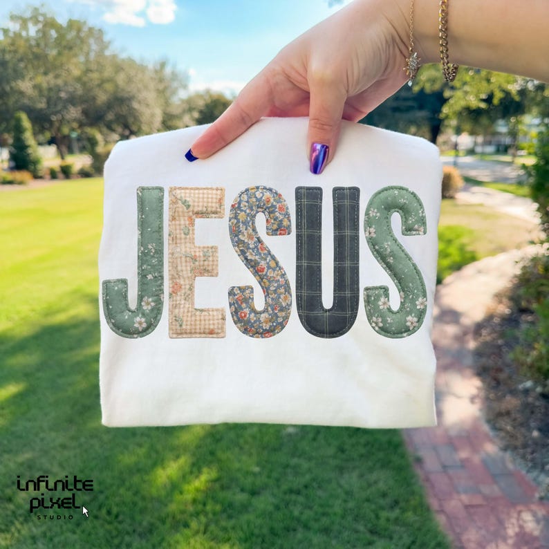 Jesus Patchwork PNG, Christian Applique Text Design, Religious Faith ...