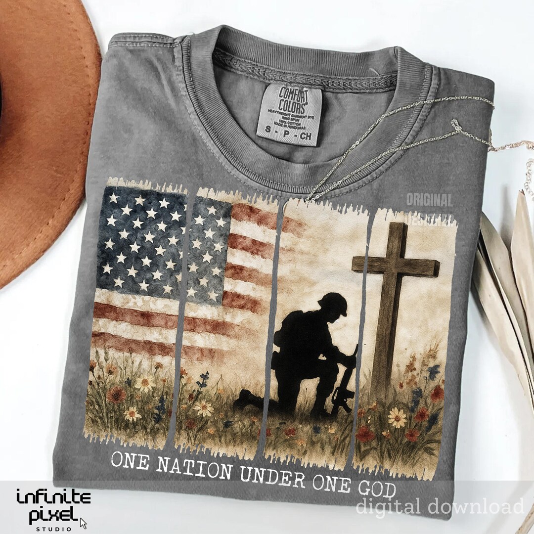 Christian 4th of July PNG, One Nation Under God Sublimation Design ...