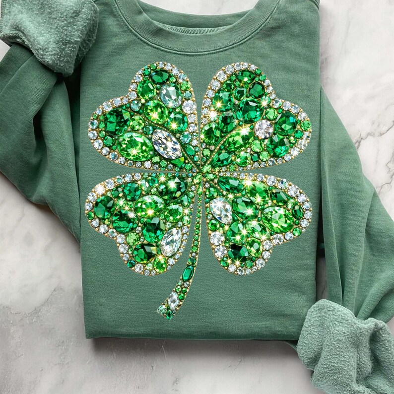 Rhinestone Shamrock PNG, St Patrick’s Day Clover PNG, Green Sparkle ...