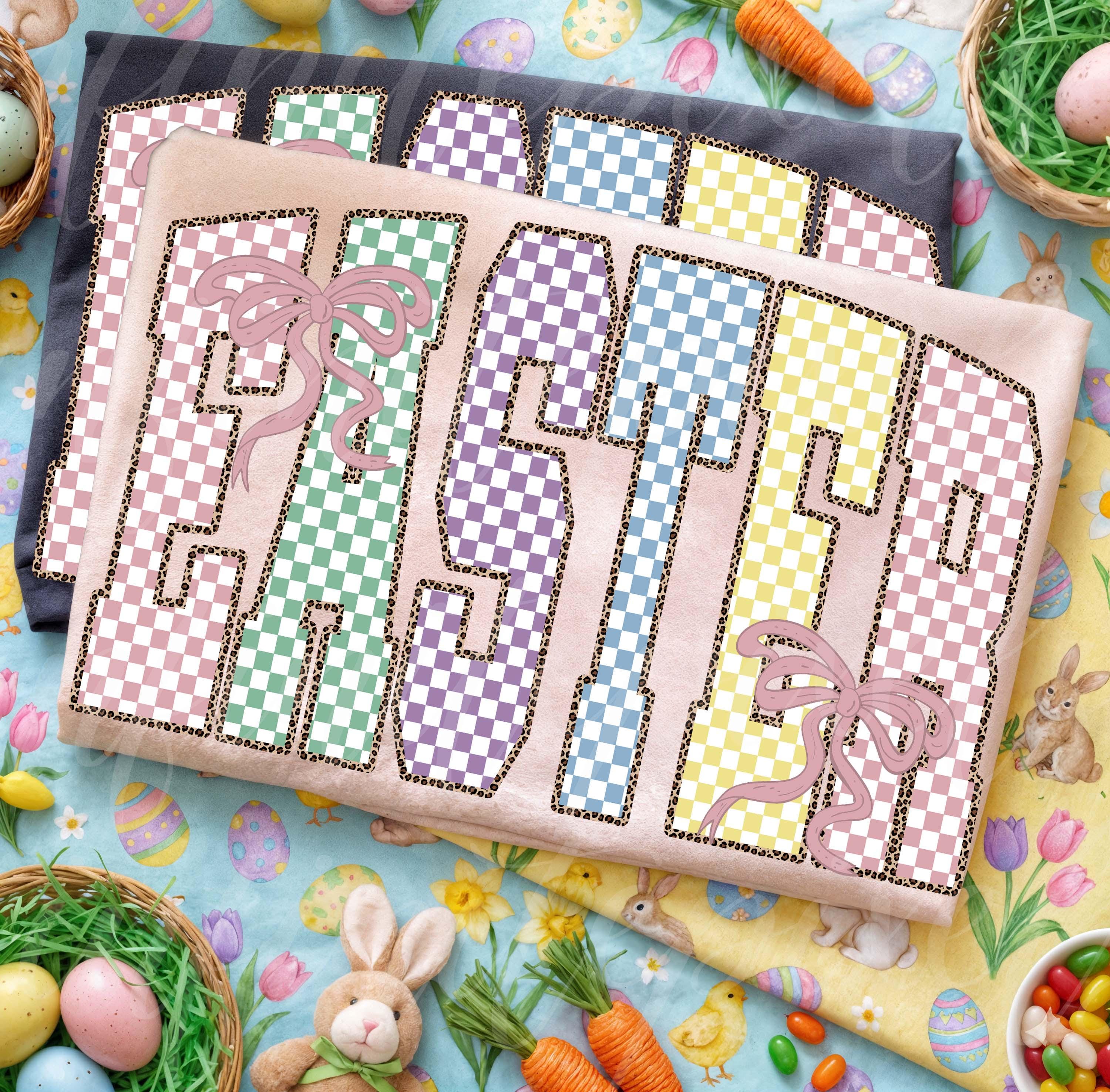 Easter PNG, Checker Pattern Easter Letters, Pastel Spring Easter Design ...