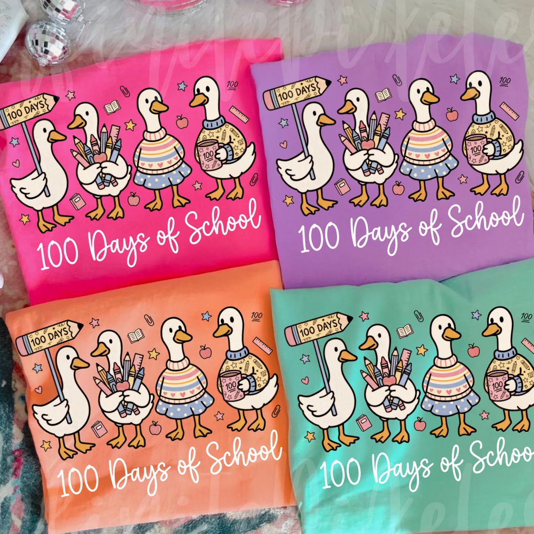 100 Days of School Ducks PNG, Cute Goose Teacher Png, Classroom School ...