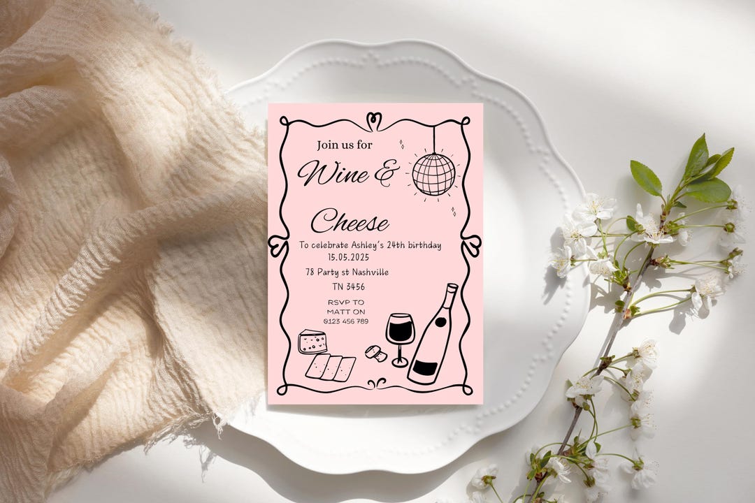 Editable Adult Theme Birthday Invite Digital Birthday Invitation Card ...