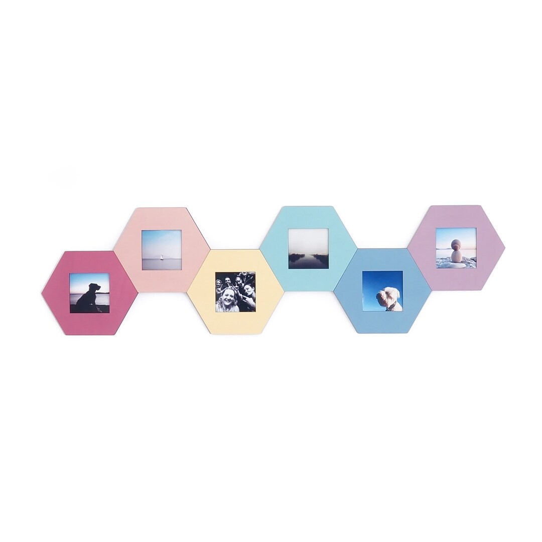 Pastel Rainbow Picture Frames / Modern Photo Frames / Hexagon Frames ...
