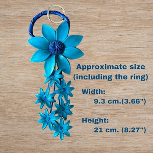 Blue Leather Flower Bag Charm: Handmade Floral Keychain - Etsy