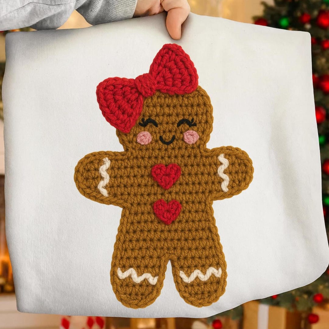 Faux Yarn Gingerbread PNG | Cute Christmas PNG | Girly Holiday Pullover ...