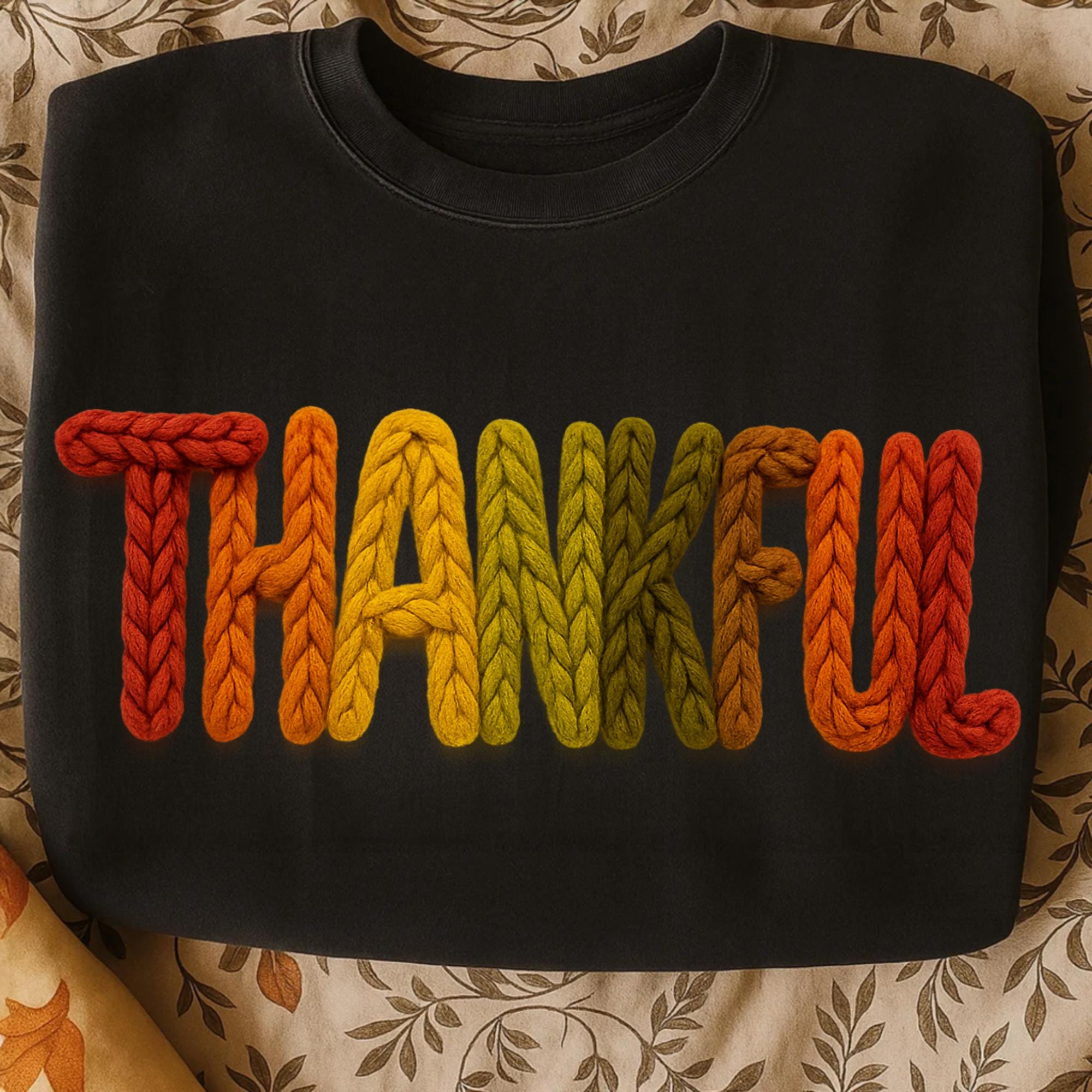Floral Fall Thankful PNG | Latch Hook Yarn Crochet Design | Pink ...