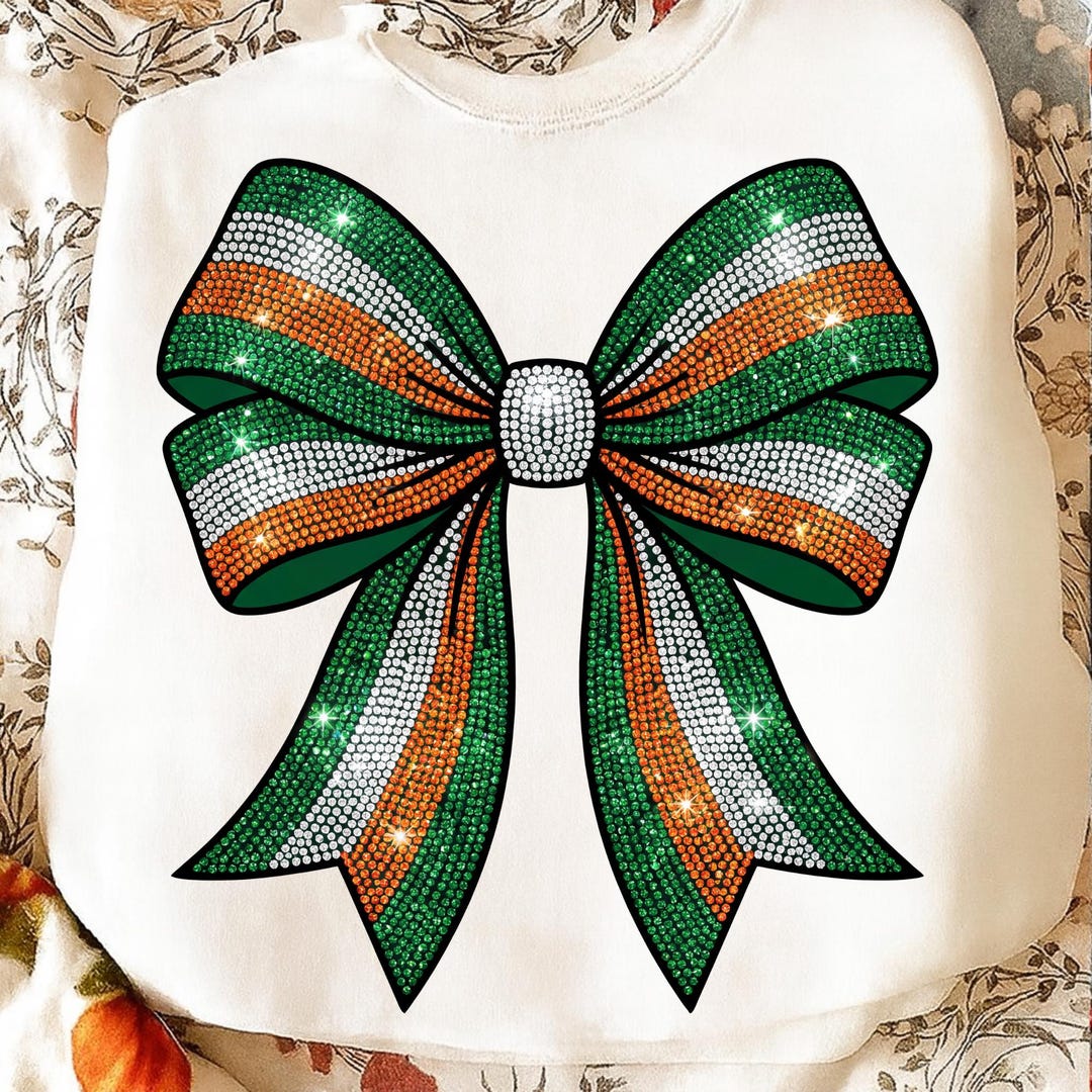 Faux Rhinestone St. Patrick’s Day Coquette Bow PNG | Sparkle Bling ...