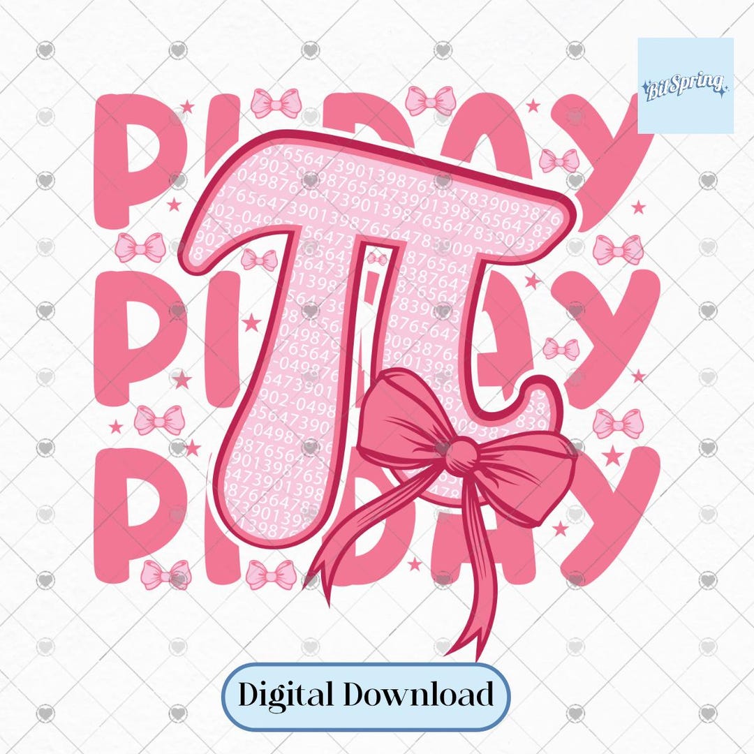 Pink Pi Day Coquette PNG | 3.14 Day PNG | Teacher Math PNG | Pi Day Bow ...