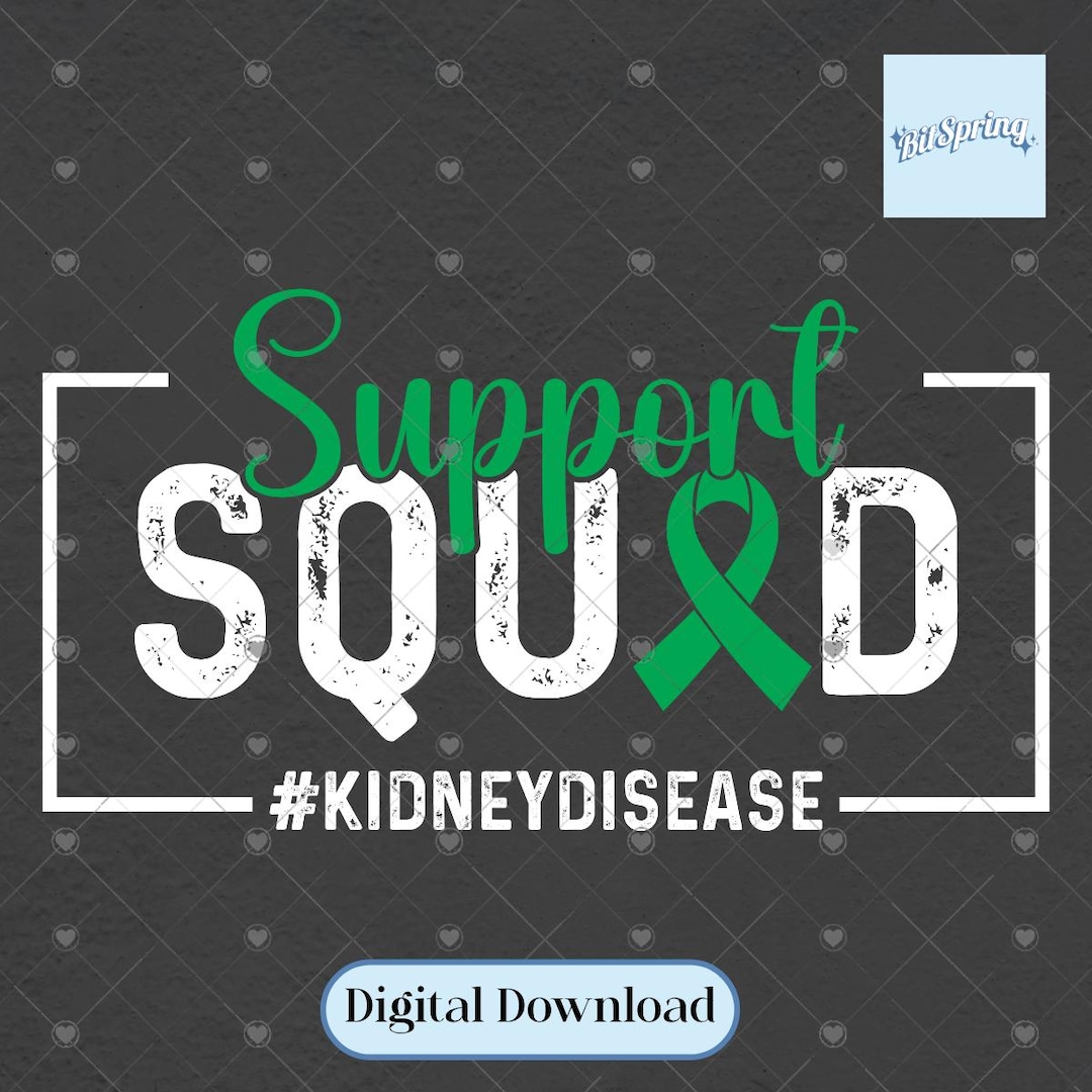 Kidney Disease PNG Awareness Team | Support Squad Kidney Disease PNG | Green Ribbon Awareness ...