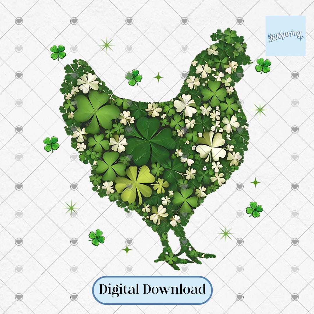 Floral Chicken Patrick's Day PNG | Shamrock Gloves Chicken PNG ...