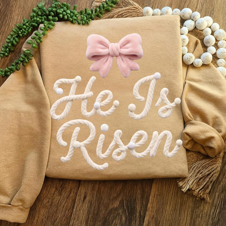 He is Risen PNG | Yarn Matthew 28:6 Floral Christian Design | Coquette ...