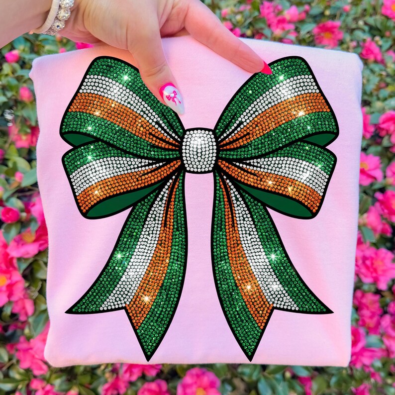 Faux Rhinestone St. Patrick’s Day Coquette Bow PNG | Sparkle Bling ...