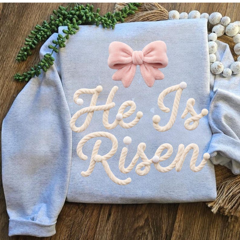 He is Risen PNG | Yarn Matthew 28:6 Floral Christian Design | Coquette ...