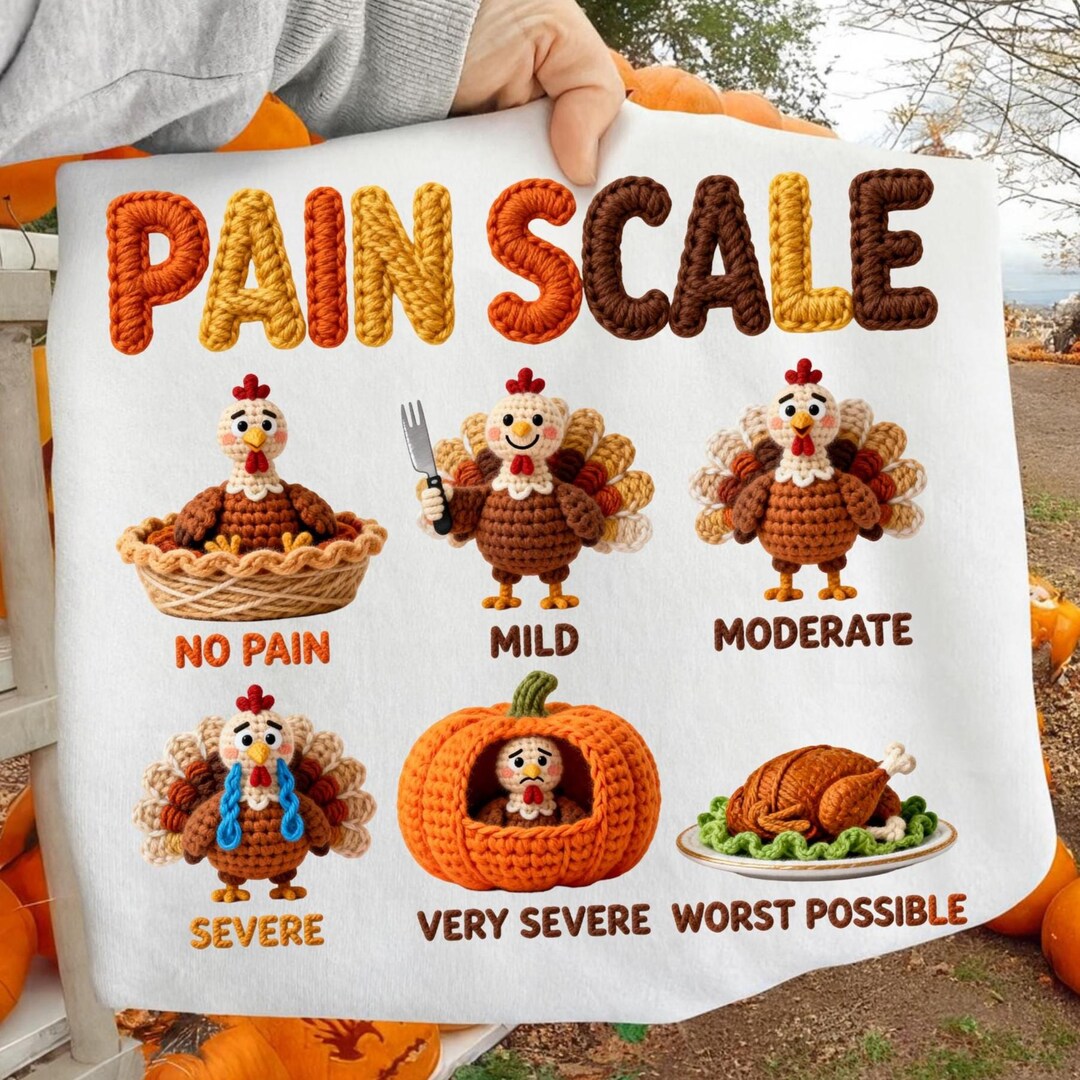 Faux Yarn Thanksgiving Nurse PNG | Turkey Pain Scale PNG | Fall ...