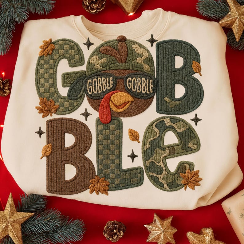 Boys Turkey Camo PNG | Faux Yarn Gobble Turkey Thanksgiving Sublimation ...