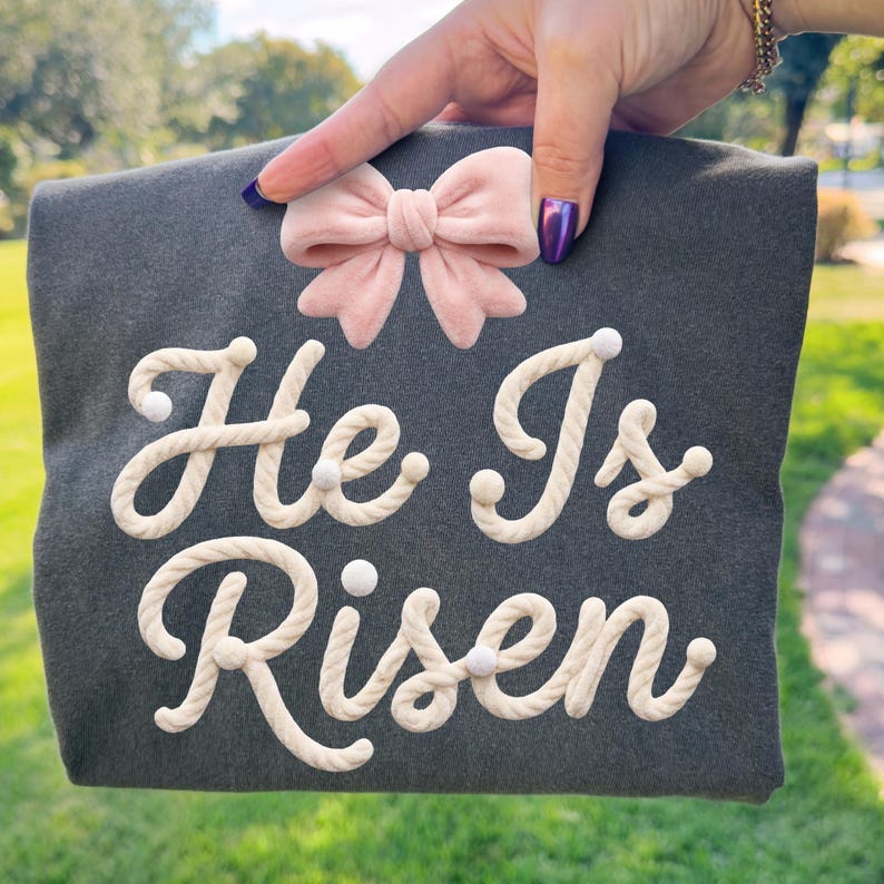 He is Risen PNG | Yarn Matthew 28:6 Floral Christian Design | Coquette ...