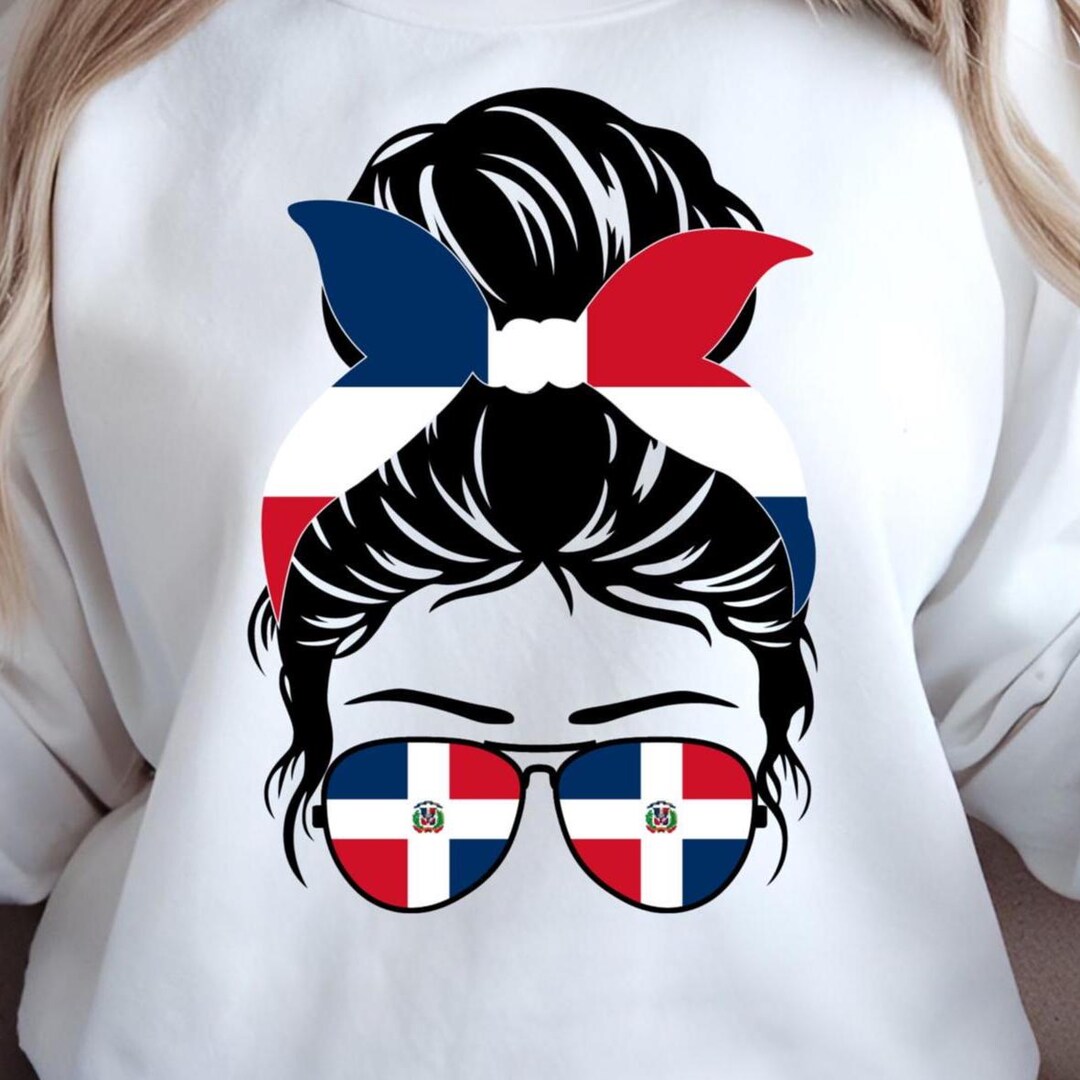 Dominican Republic PNG SVG Ai | Proud Dominican Afro | Messy Bun Latina ...
