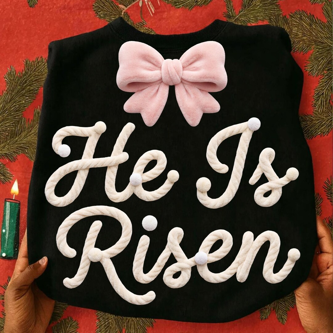 He is Risen PNG | Yarn Matthew 28:6 Floral Christian Design | Coquette ...