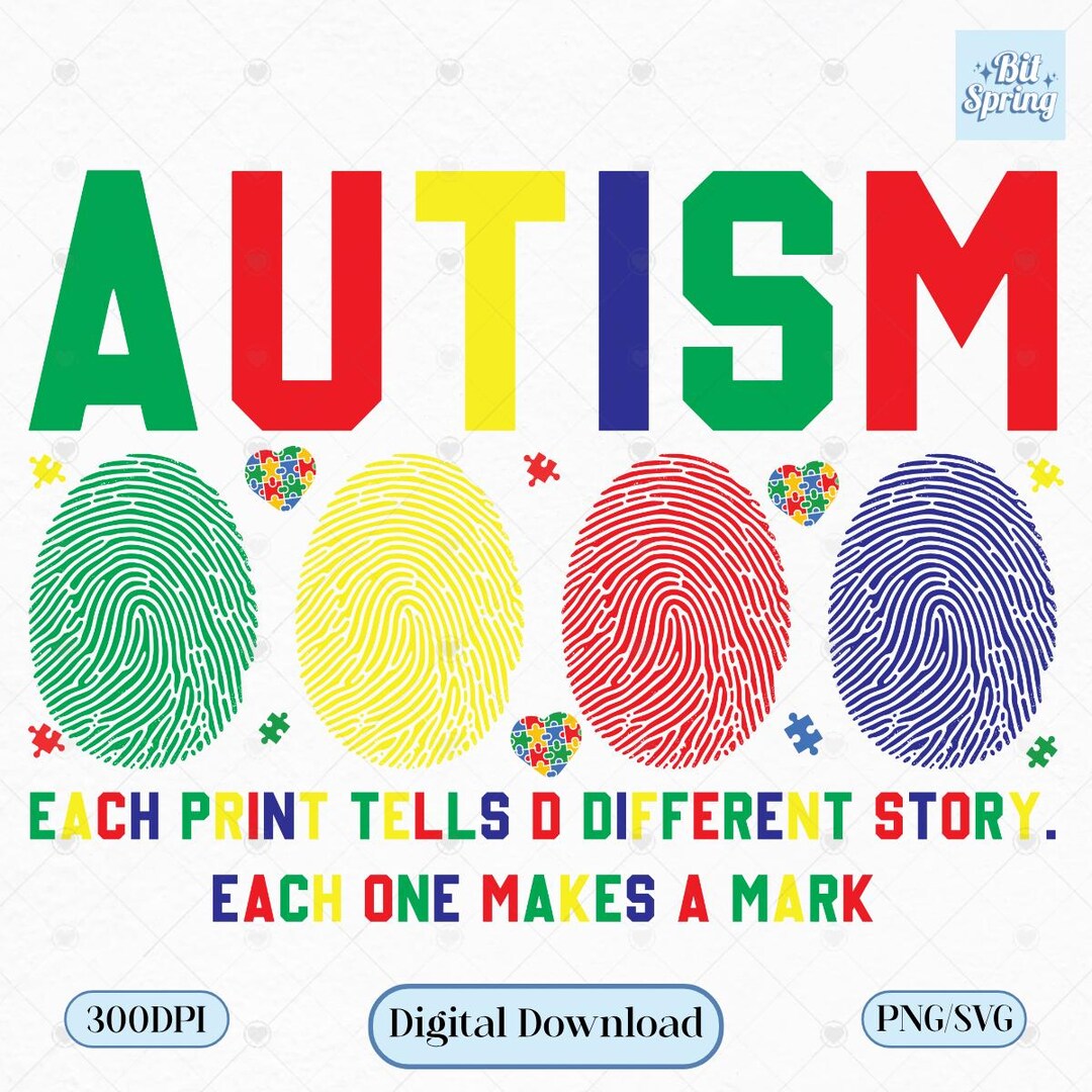 Fingerprint Autism PNG SVG | Each Print Tells A Different Story SVG ...