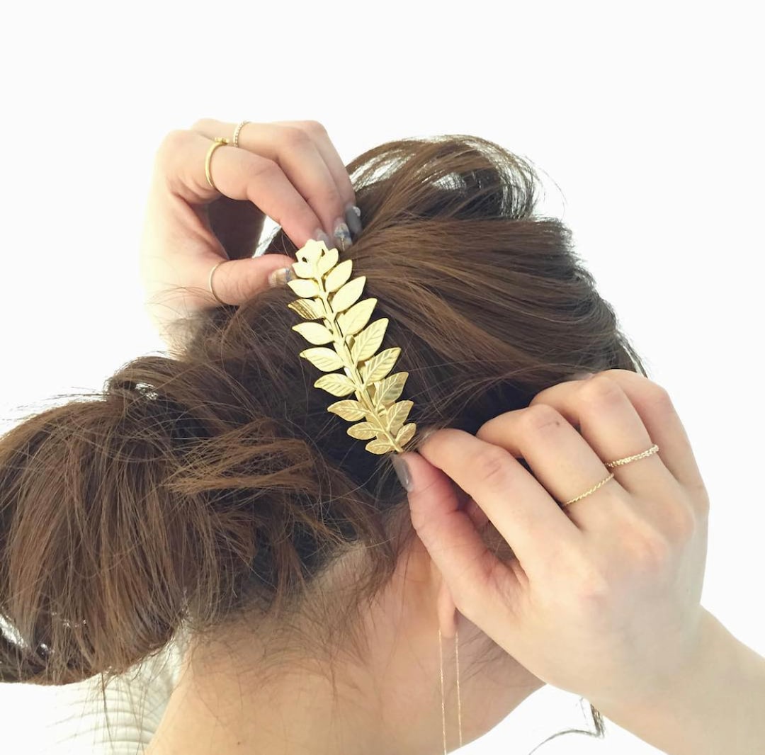 Athena Leaf Barrette, Grecian Bridal Goddess Clip, Bridal Hair ...