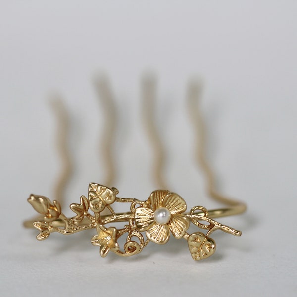 Gold Flower Hair Pin - Etsy