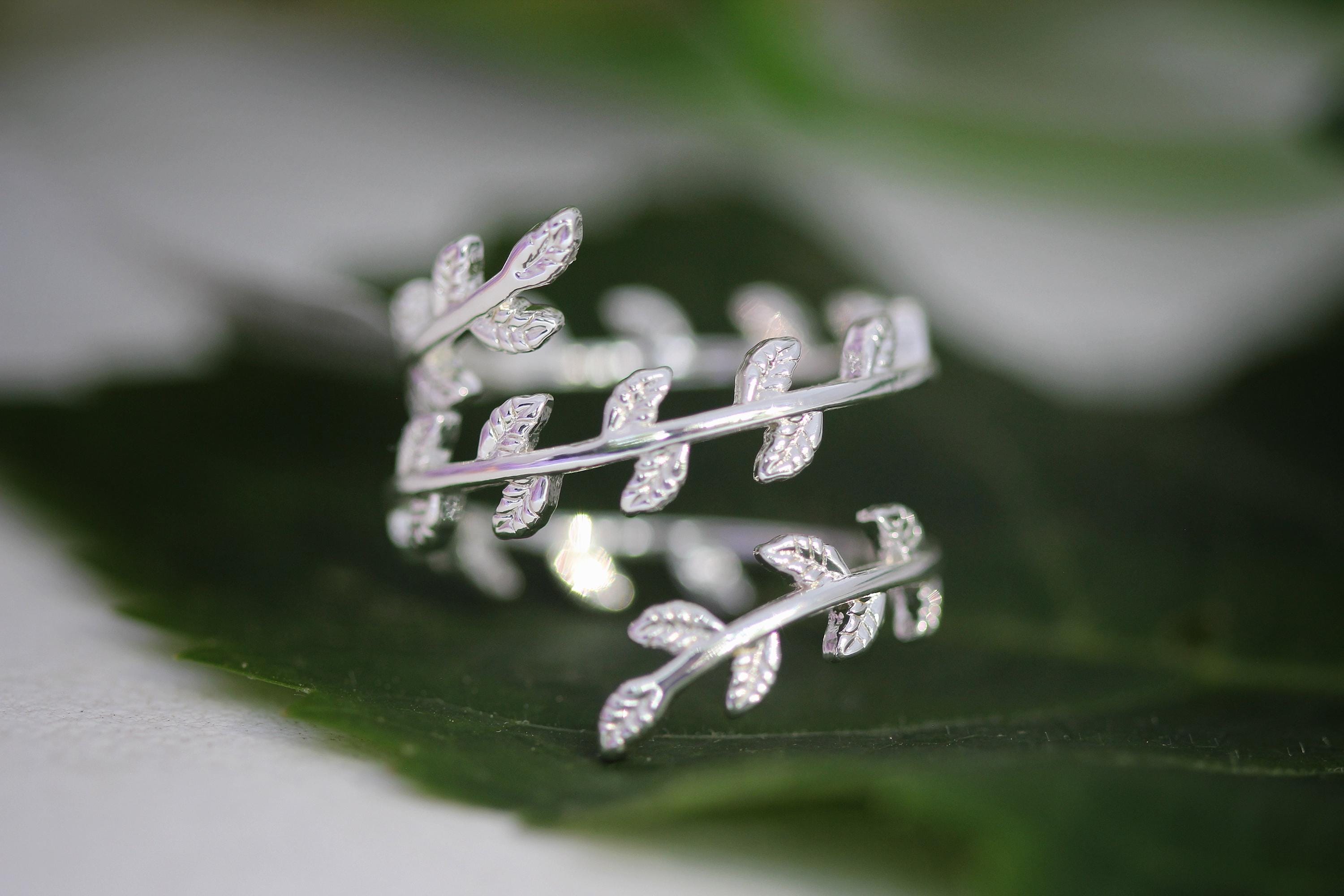 Full Twigs Swirl Ring Leaves Rose Gold Leaves Ring Leaf Knuckle Ring ...