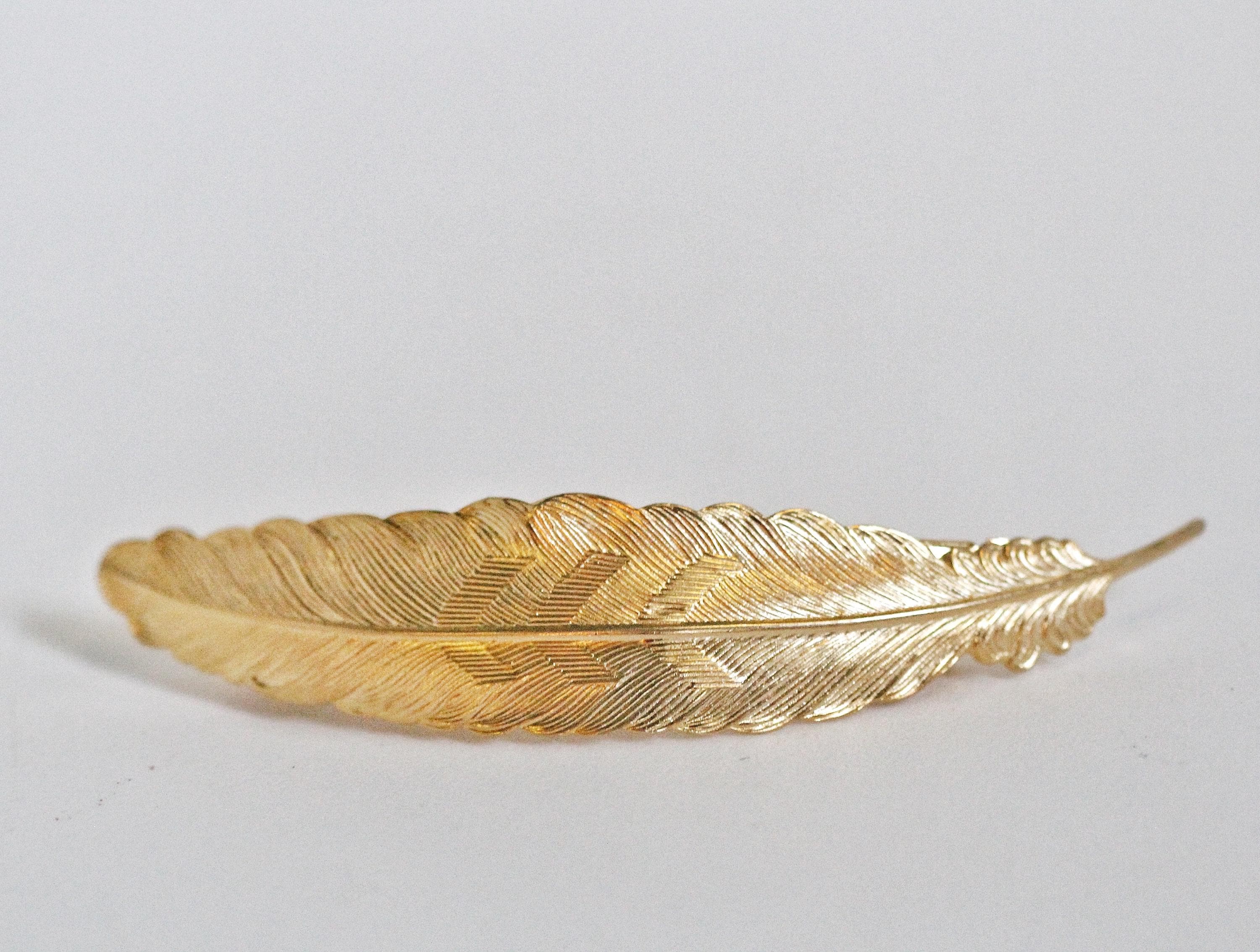 Large Feather Barrette, Rustic Woodland Hair Clip, French Bridal ...