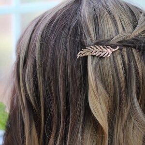 Small Anna Leaf Barrette, Gold Leaf Clip, Golden Grecian Barrette ...