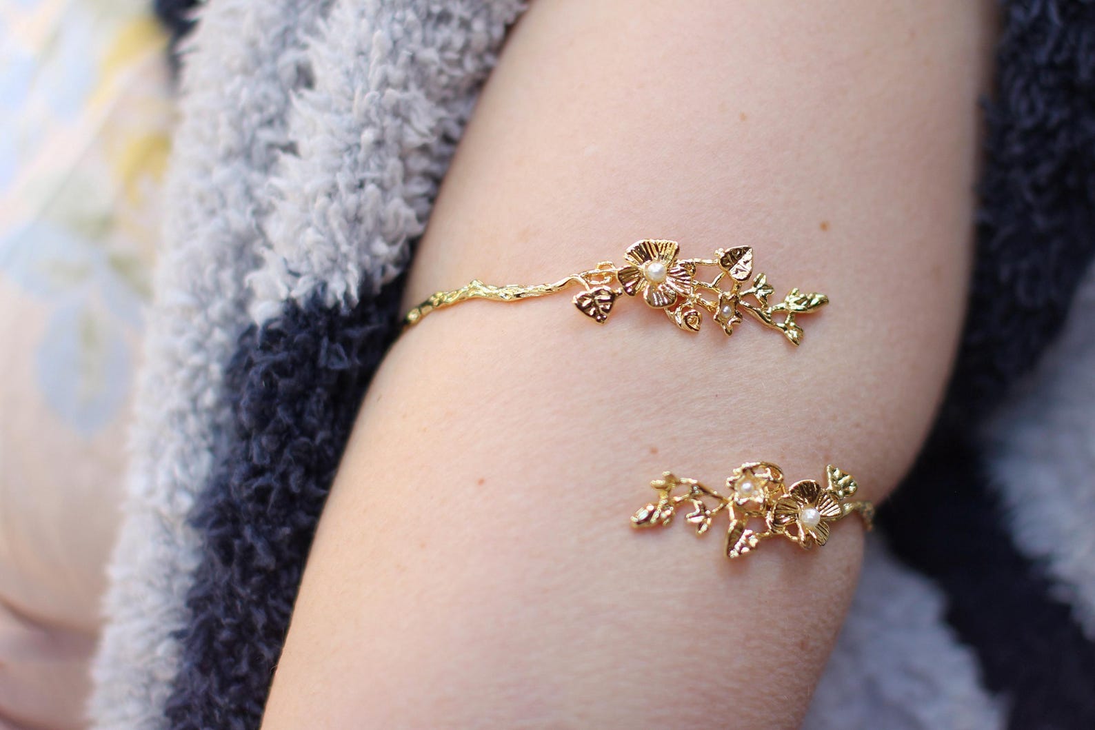Fairy Magic Floral Gold Leaves Arm Band Leaf Arm Cuff Bridal Jewerly ...