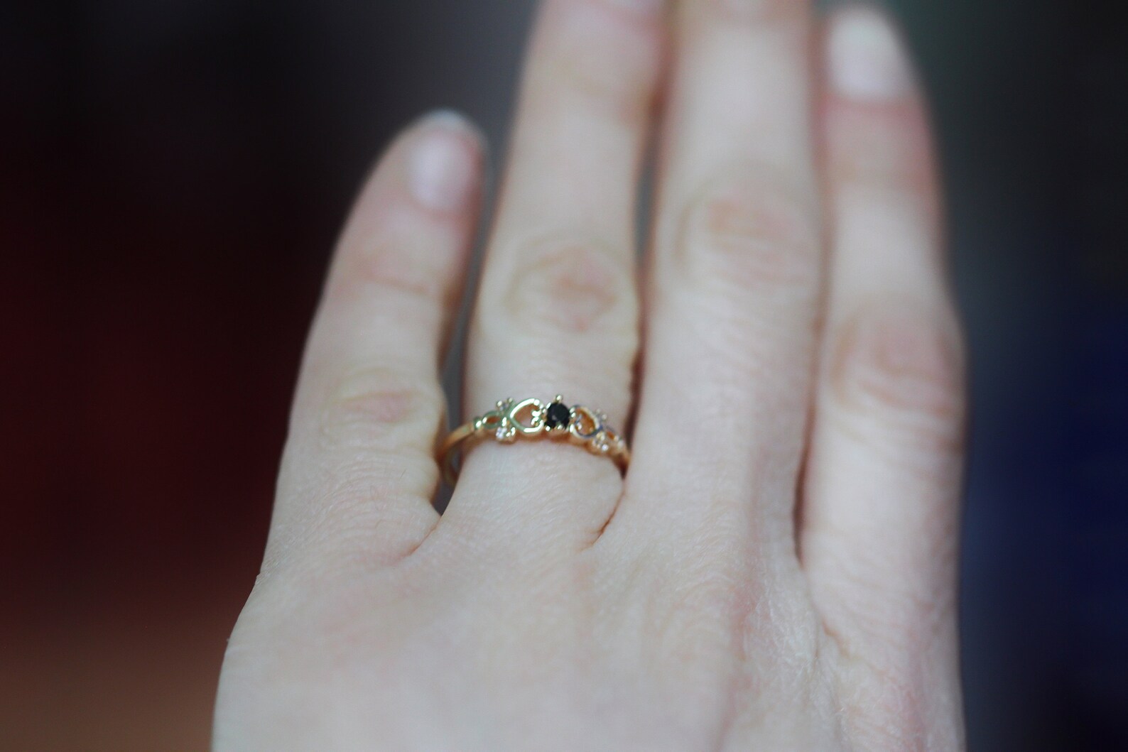 Princess Ring Blue Black Crystal Fairy Ring Whimsical Dainty - Etsy