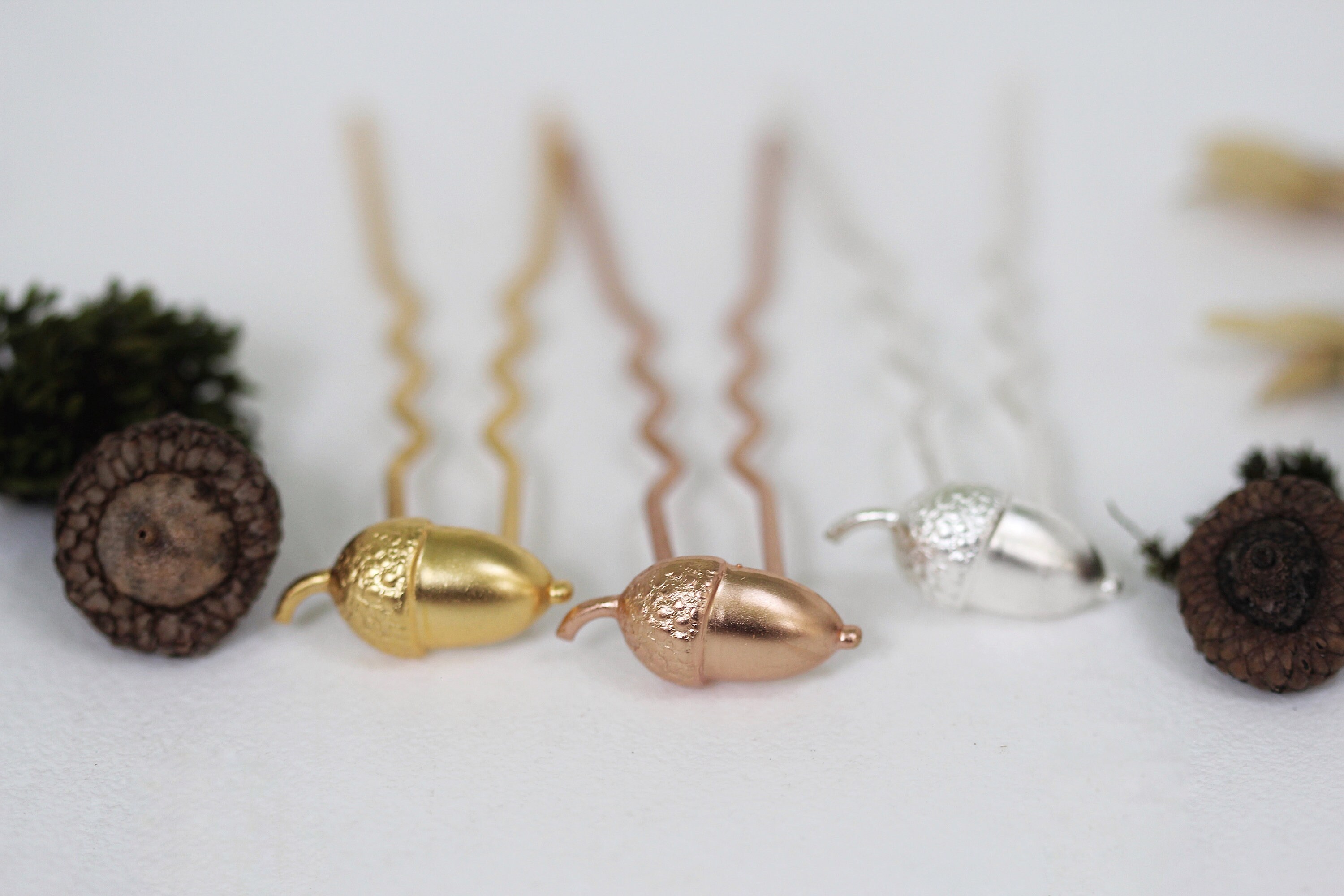 Acorn Hair Prong Gold Acorns Hair Pin Nature Inspired Bun | Etsy