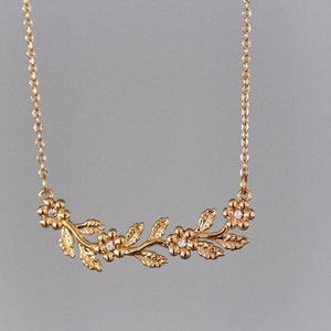 Robin Necklace, Dainty Floral Laurel Olive Leaf Charm Delicate Chain ...