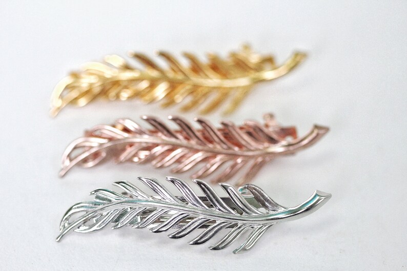 Small Anna Leaf Barrette Gold Leaf Clip Golden Grecian | Etsy