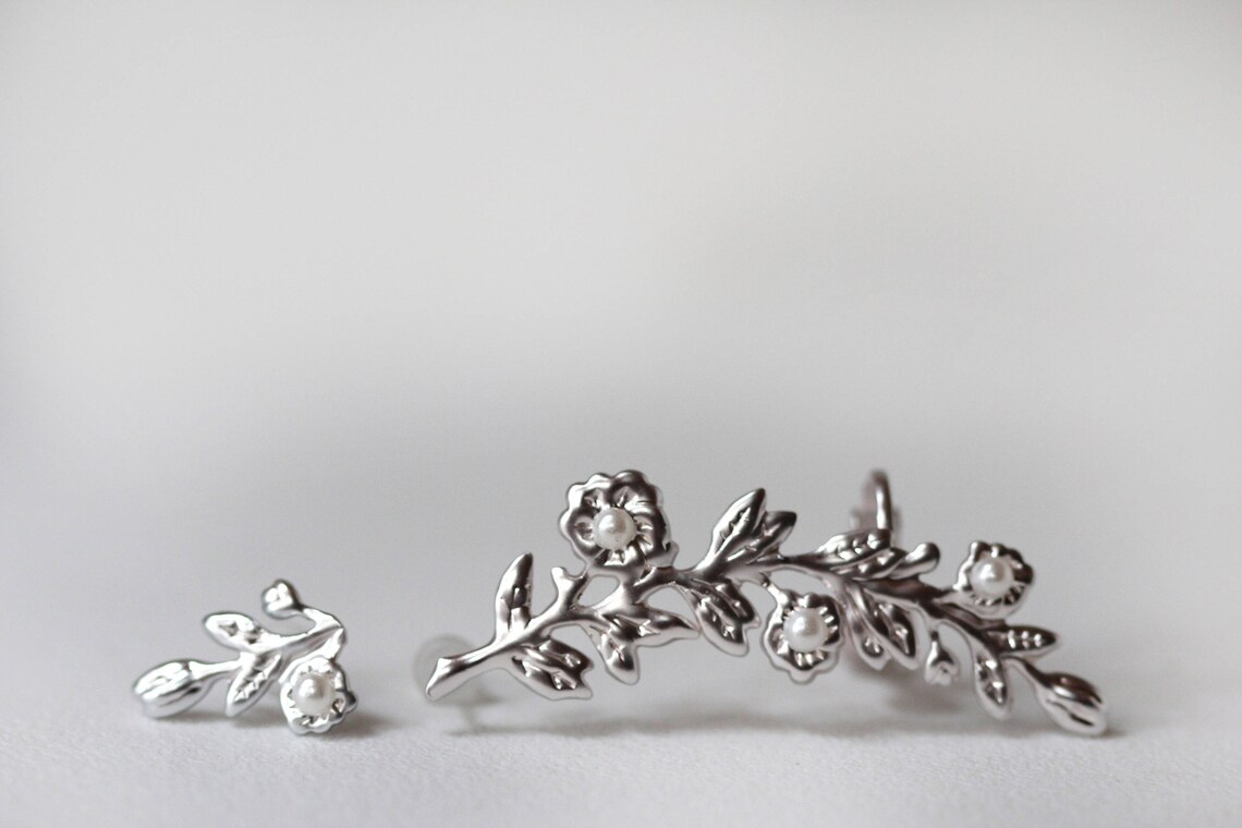 Bloom Bouquet Ear Cuff Flower Earrings Gold Floral Ear Nature | Etsy