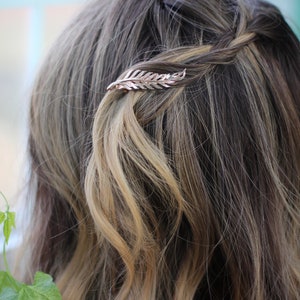 Small Anna Leaf Barrette, Gold Leaf Clip, Golden Grecian Barrette ...