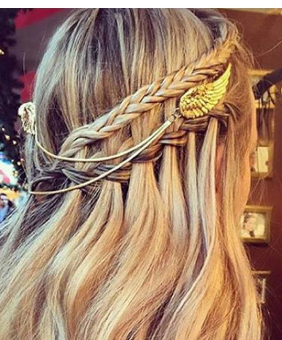Preorder Big Angel Wings Hair Chain, Bridal Hair Accessory, Gold Hair ...