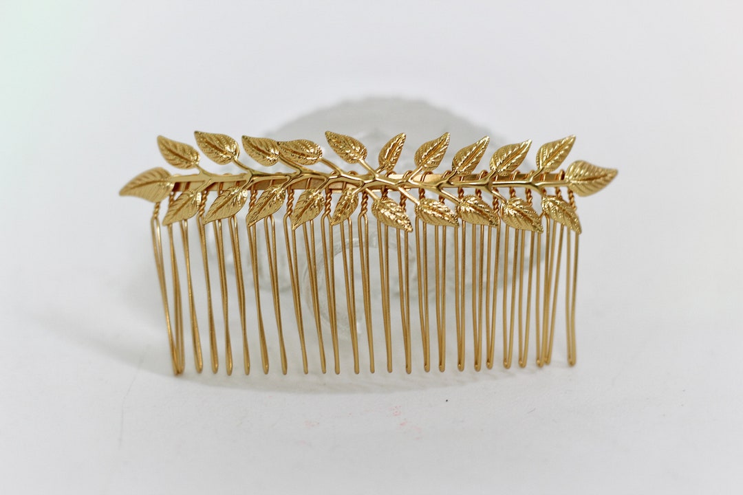Preorder * Double Olive Comb, Bridal Gold Leaves Comb, Bridal Hair ...