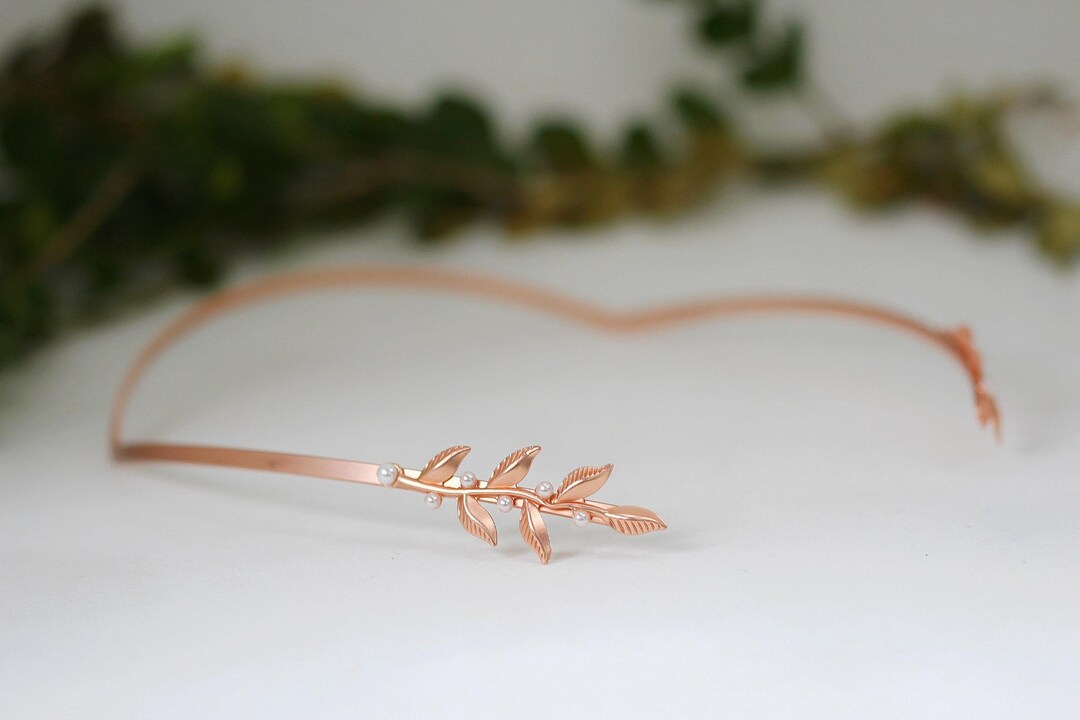 Dainty Twigs & Pearls Greek Goddess Crown Backwards Headband Back ...