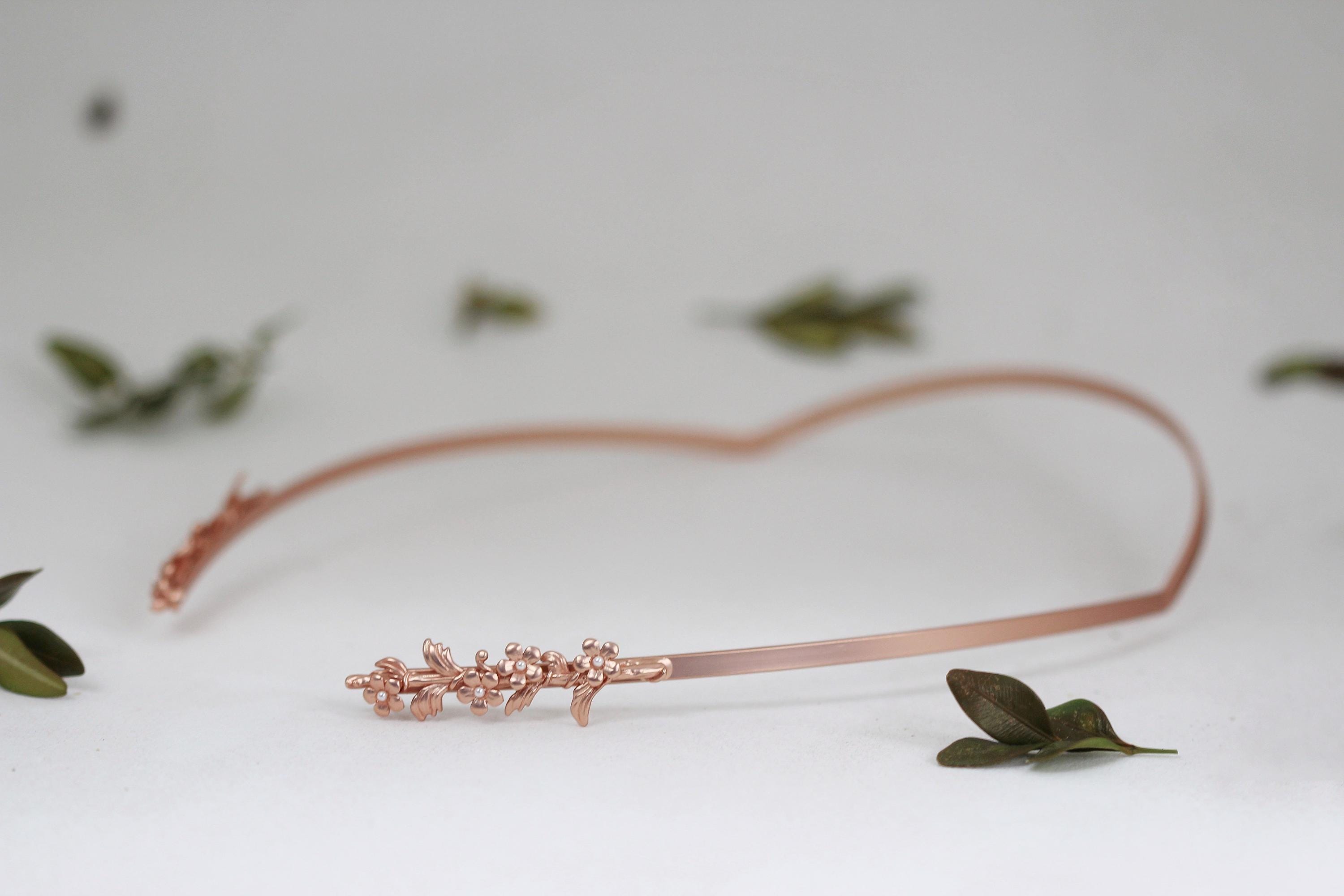 Forget-me-not Floral Goddess Crown Gold Leaves Tiara Bridal Wreath ...