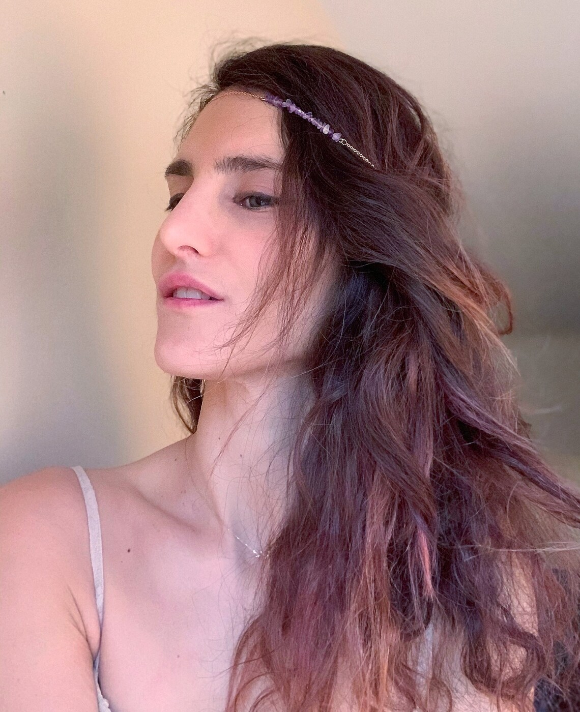 Amethyst Hair Chain Raw Crystal Forehead Band Chain Belt | Etsy