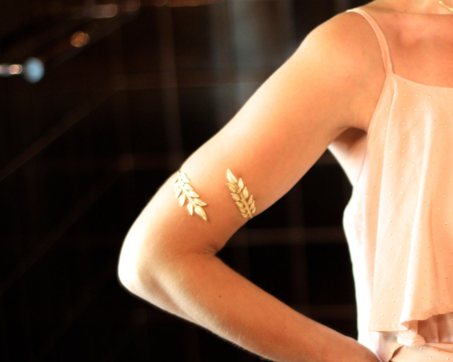 Olive Leaf Arm Band Greek Gold Leaves Arm Cuff Wedding Arm - Etsy