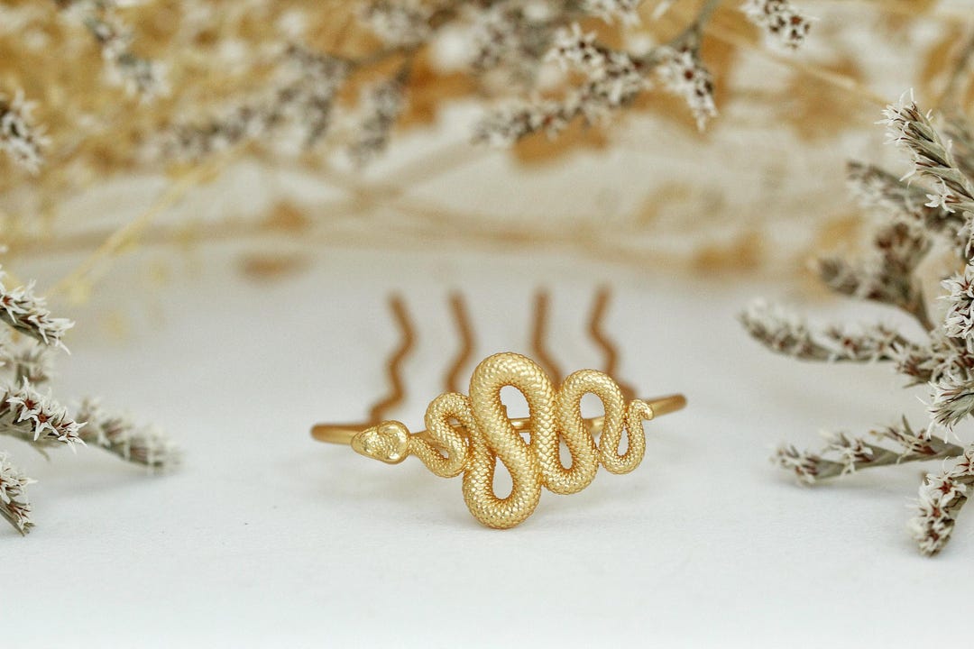 Swirly Snake Hair Pin Mythical Serpent Rose Gold Silver Hair Prong ...