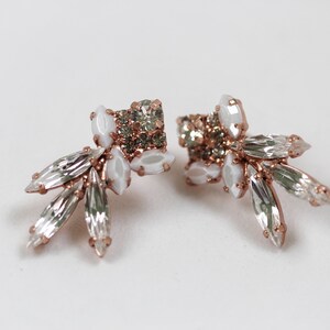 Vicky Pearls Crystals Clusters Earrings Bridal Stud Earrings Swarovski ...